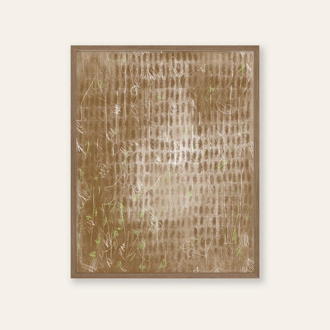Minimal Textile Wall Print, Scribble Wall Art, Brown Abstract Wall Art ...