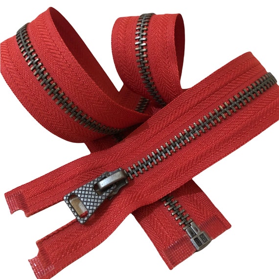 2 to 22 Inch Red Metal Zippers 5 One Way Medium-weight - Etsy