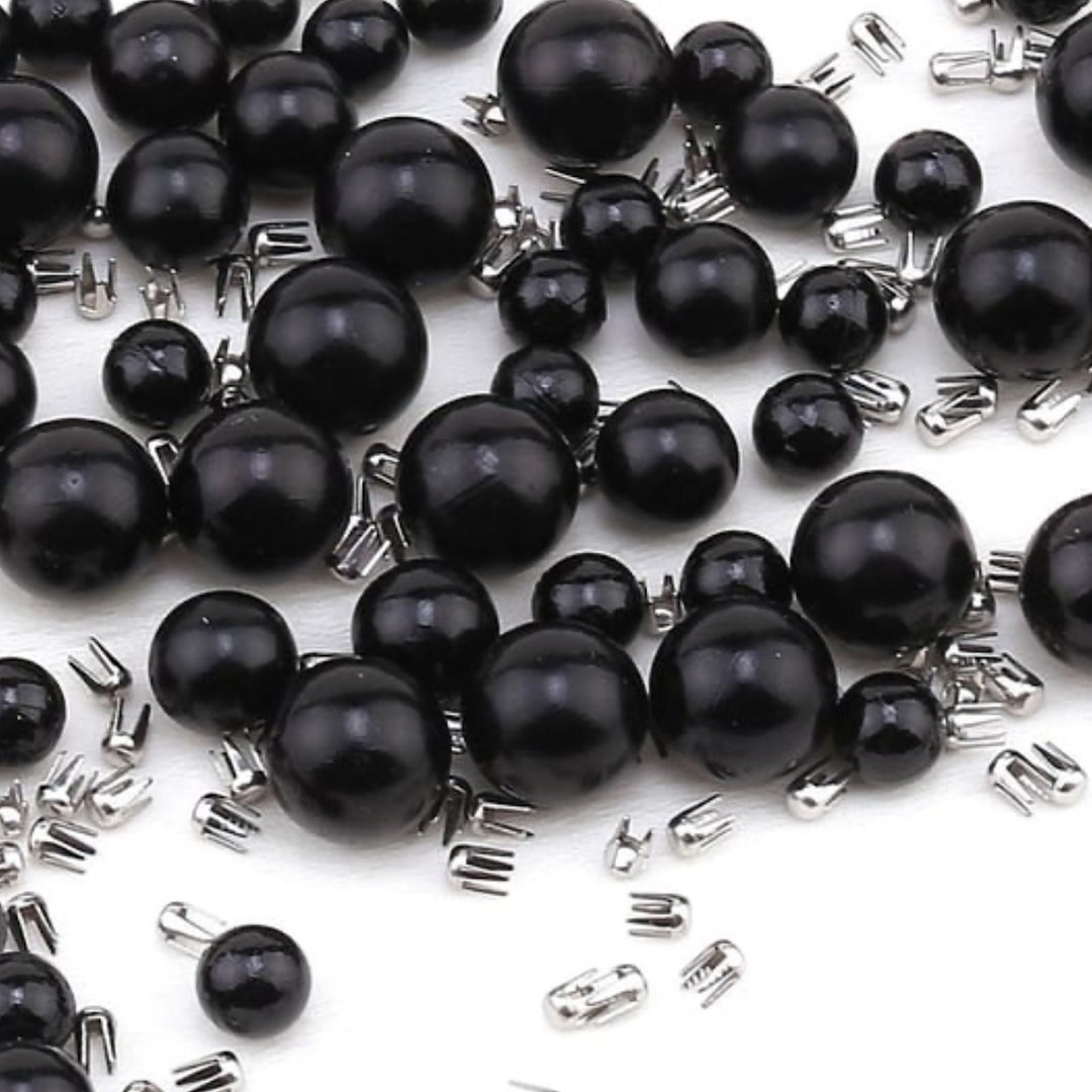 100 Pcs Black DIY Pearl Rivet Studs / Hat Pearl Rivets / DIY Pearl ...