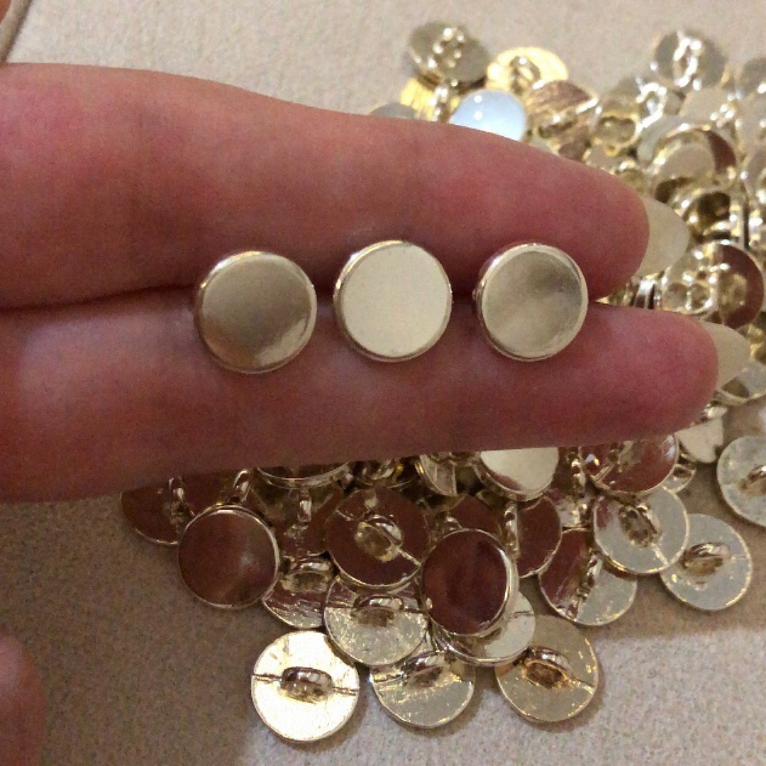 10 Mm Gold Metal Buttons / 7 Pcs - Etsy