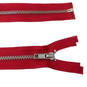 2" to 19 Inch Red Metal Zipper #5 One Way Medium-weight Open-end ...