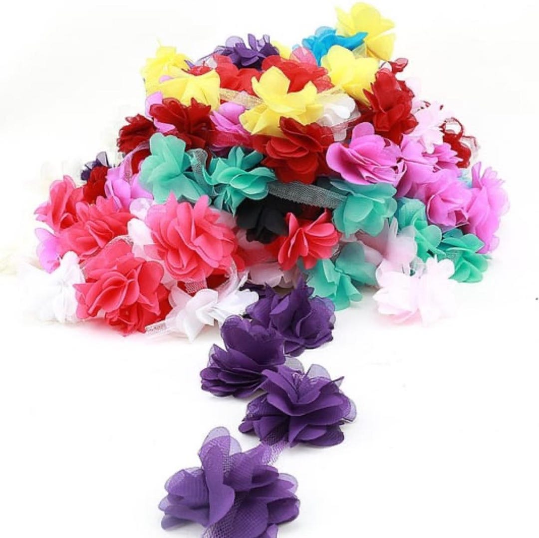 Chiffon Floral Ribbon by the Meter Flower Ribbon Trim - Floral Trim ...
