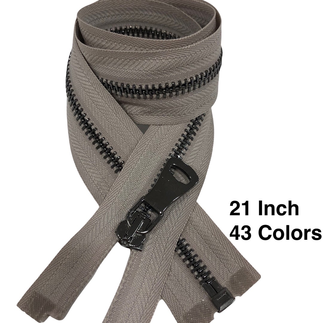 21 Inch One Way Separating Zipper #5 Open-end Pick Design Antique Brass ...