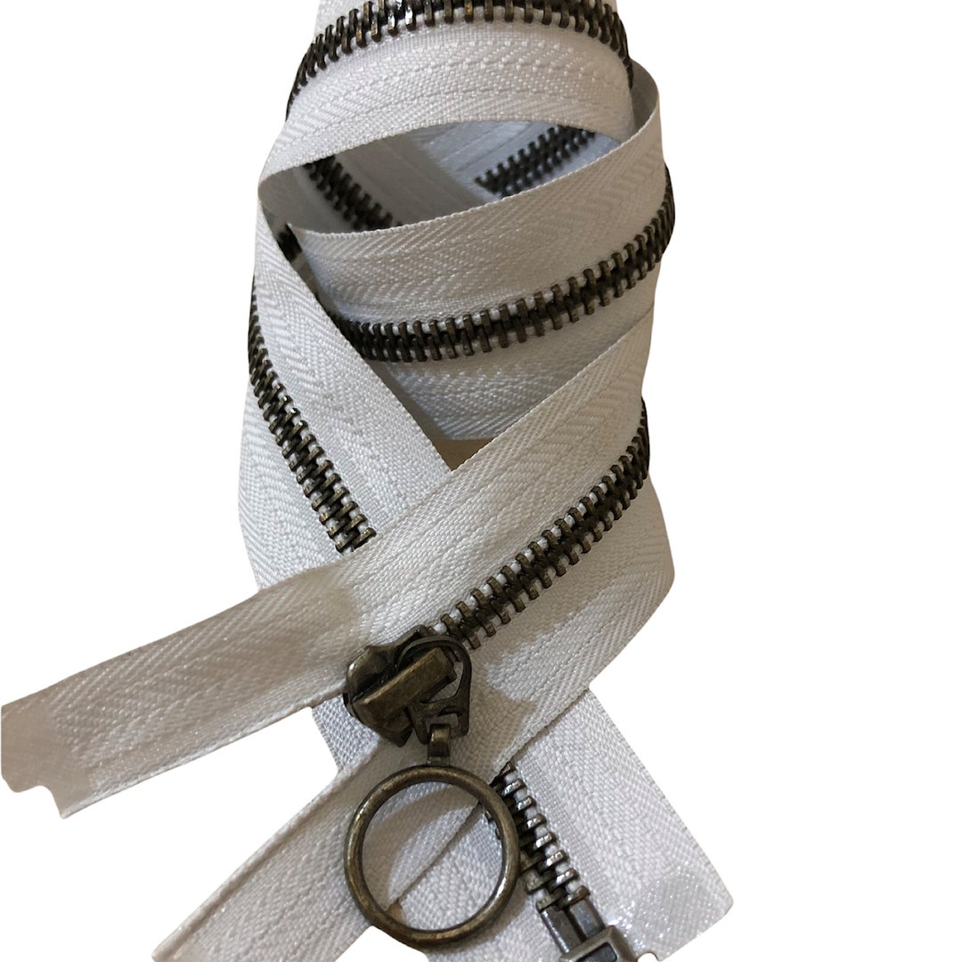 2" to 24 Inch Ring Pull Antique Silver Metal Zippers #5 One Way Medium ...