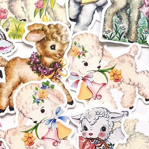 Vintage Lamb Stickers Pack. Vintage Stickers Kitsch - Etsy