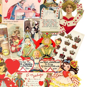 Vintage Queen of Hearts Sticker Pack. Alice in Wonderland - Etsy
