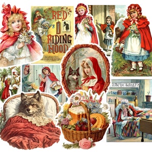 Vintage Red Riding Hood Stickers. Handmade Gifts. Fairytale - Etsy