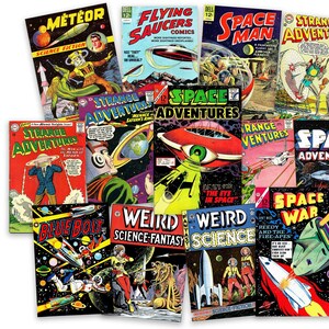 Retro Space Alien UFO Sticker Pack. Sci Fi Lovers, Vintage Stickers ...