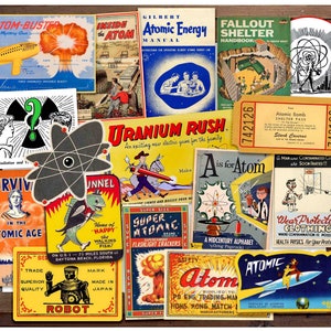 Vintage Fallout Style Sticker Pack Atomic Era Retro Ephemera Stickers Mid Century History Lovers ...