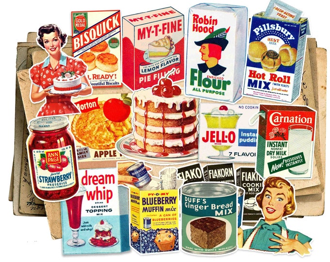 Retro Baking Sticker Pack Vintage Stickers Ephemera Junk Journal ...