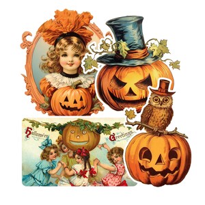 Vintage Pumpkin Stickers. Halloween Sticker Pack, Handmade Stickers ...