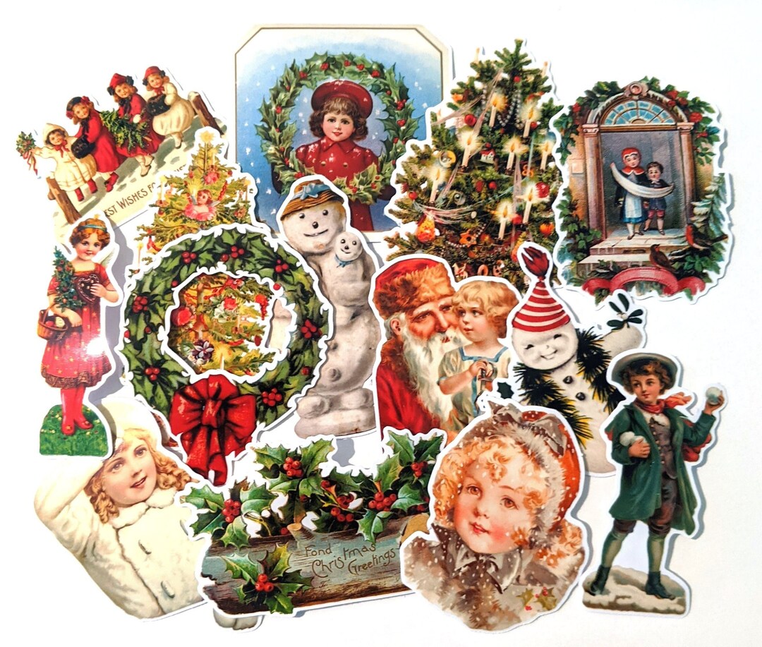Victorian Christmas Stickers Pack. Junk Journal Ephemera - Etsy