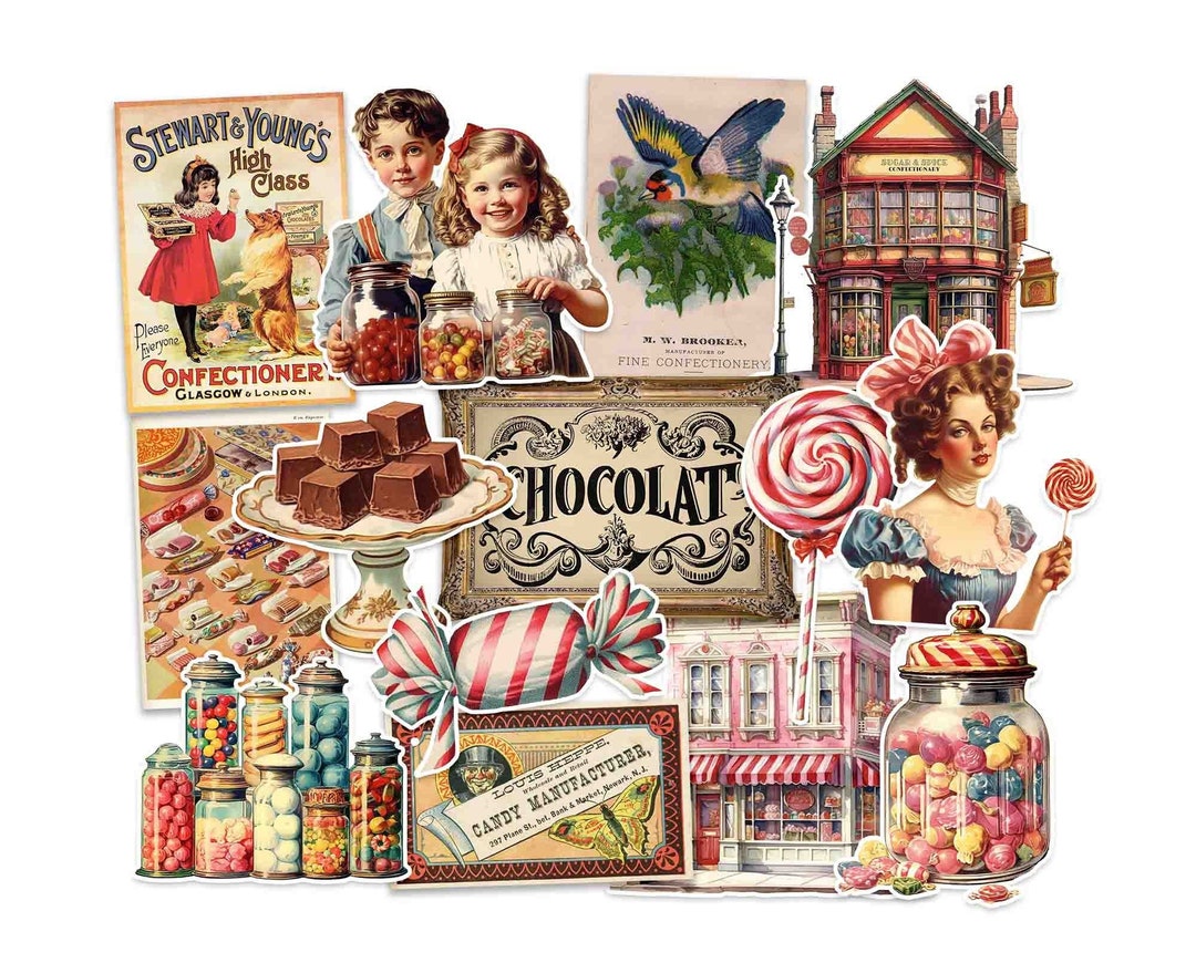 Victorian Candy Shop Sticker Pack Confectionary Vintage Stickers ...