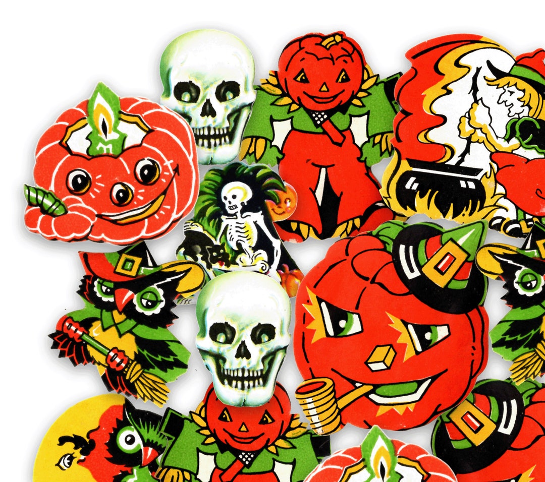 Vintage Halloween Sticker Pack. Handmade Vintage Stickers. - Etsy