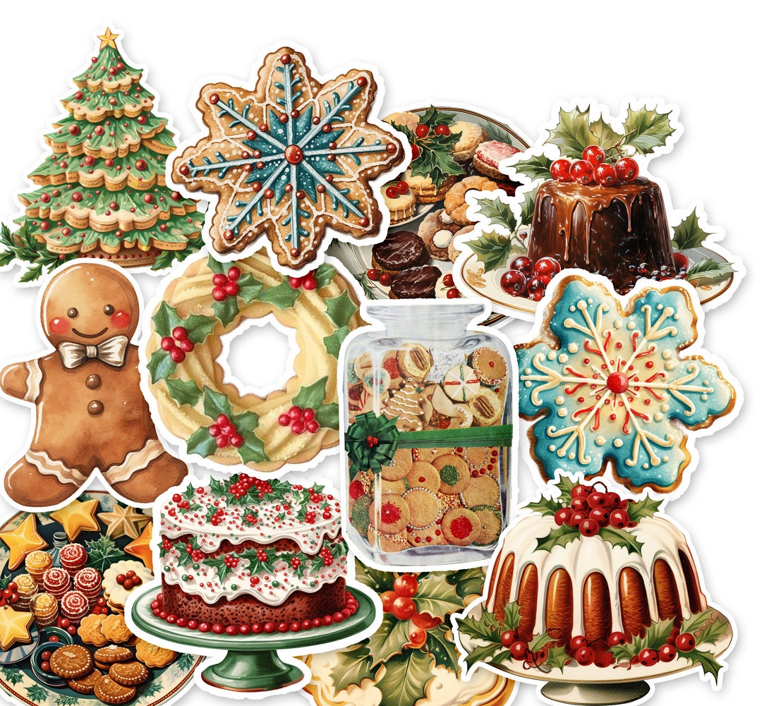 Vintage Christmas Cookie Sticker Pack Vintage Stickers Laptop Stickers ...