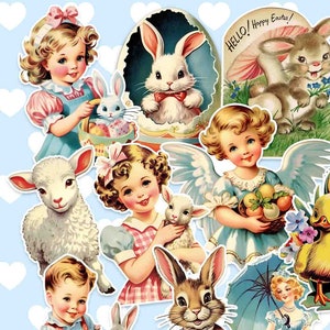 Cute Vintage Easter Sticker Pack Retro 1950's Style Kitsch Stickers ...