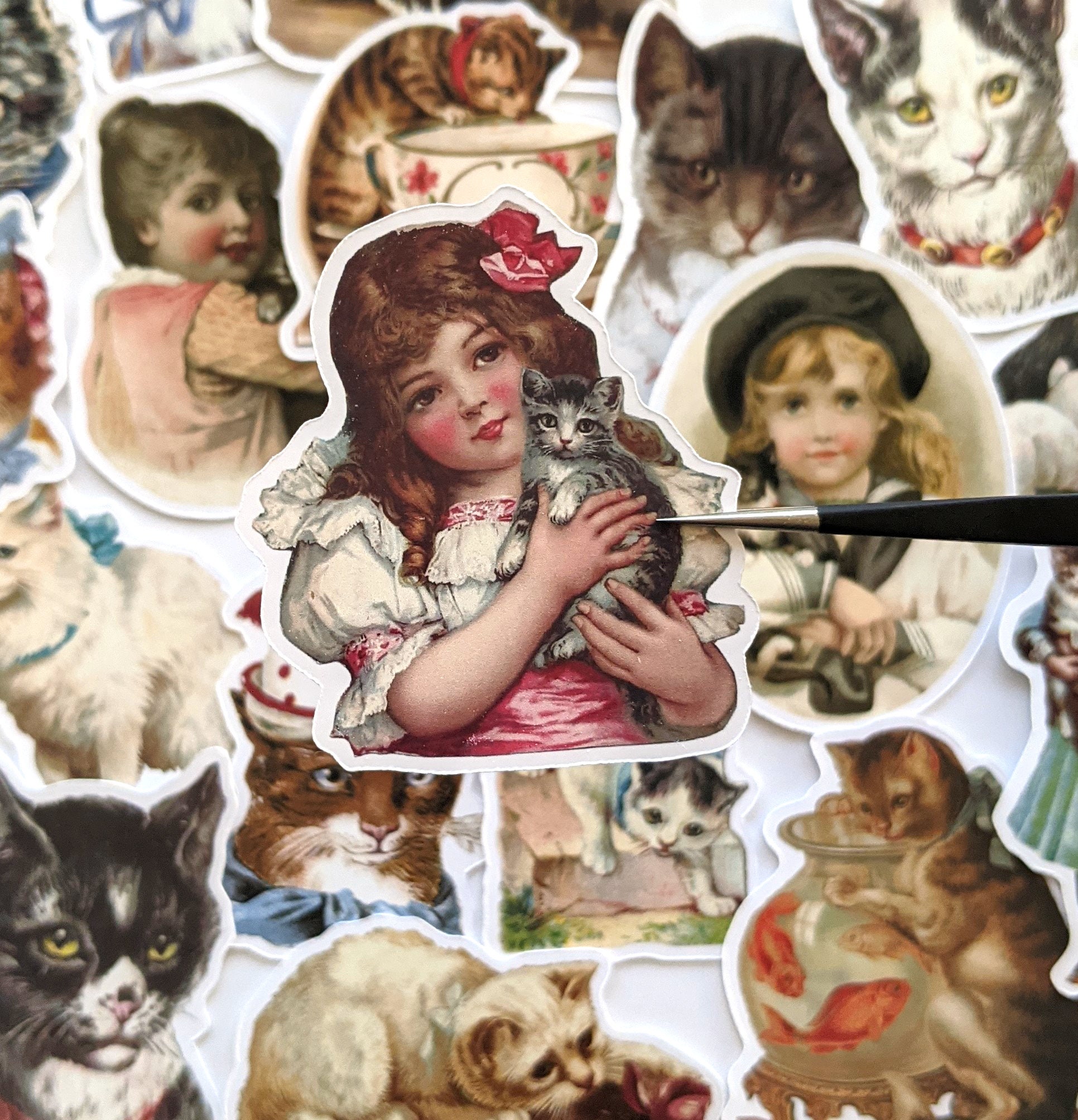 Victorian Cat and Kittens Stickers Pack. 23 Stickers. - Etsy
