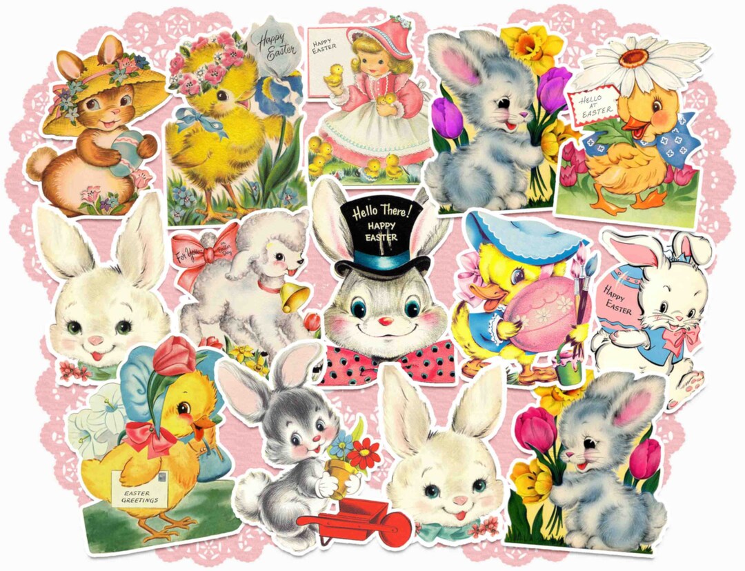 Vintage Easter Sticker Pack. Junk Journal, Ephemera, Retro Stickers ...