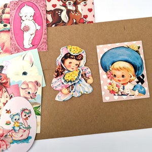 Vintage Pink Stickers Pack. Handmade Cute Kitsch Journal Stickers. Cat ...