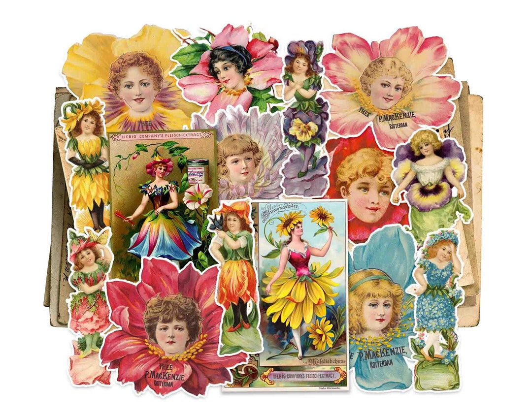 Victorian Flower Folk Sticker Pack Floral Stickers Garden Lovers ...