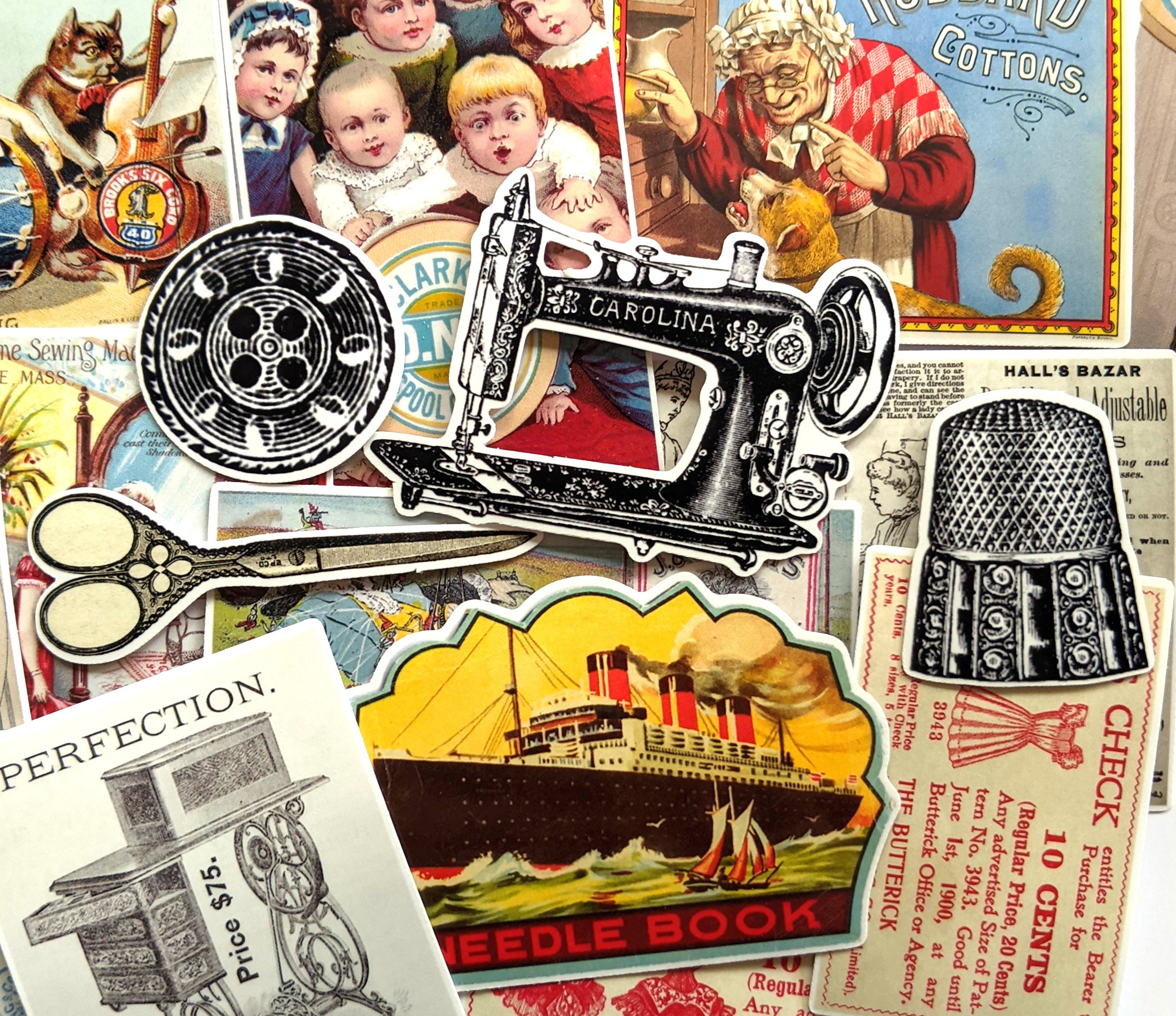 Vintage Sewing Stickers Pack. 18 Die Cut Stickers. Ephemera - Etsy