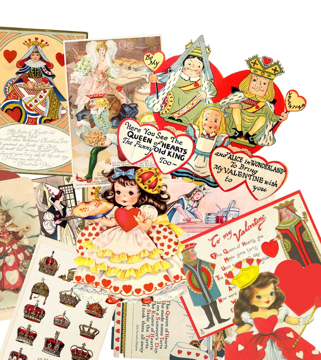 Vintage Queen of Hearts Sticker Pack. Alice in Wonderland - Etsy