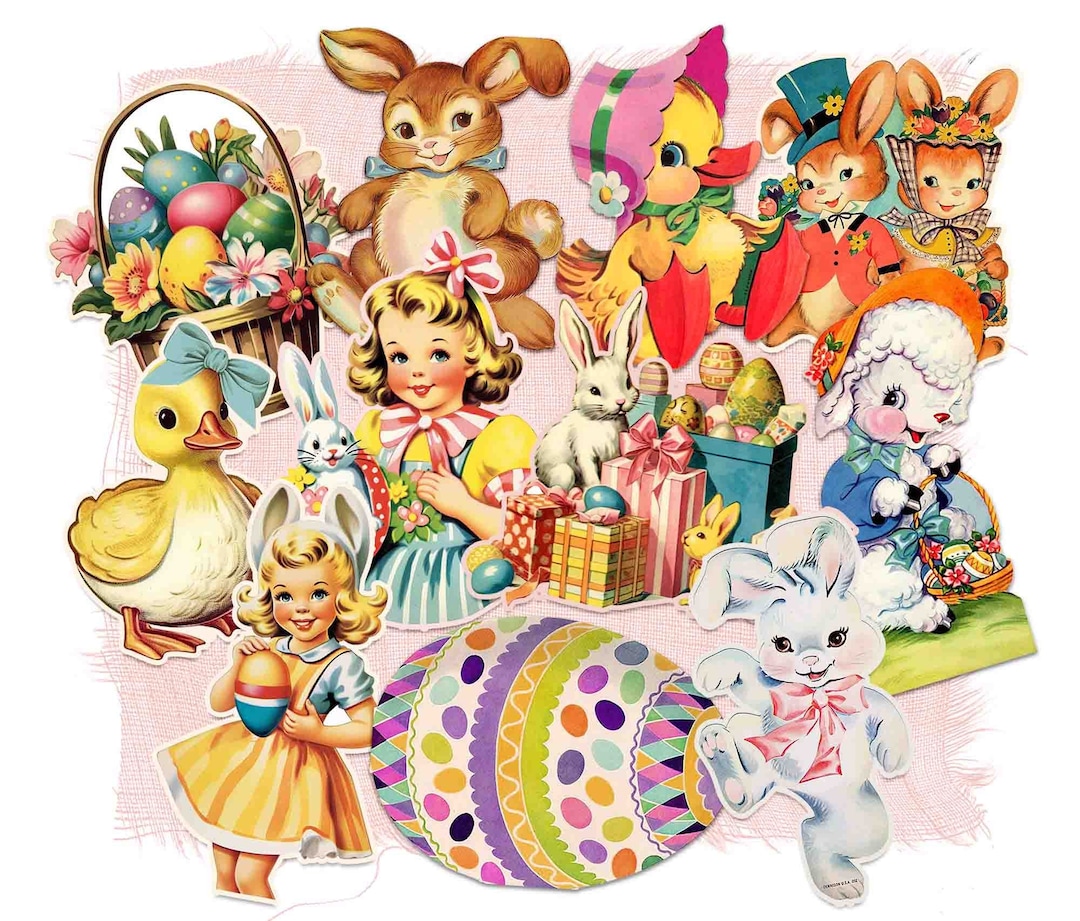 Vintage Easter Sticker Pack Retro Easter Decorations Gifts Journaling ...
