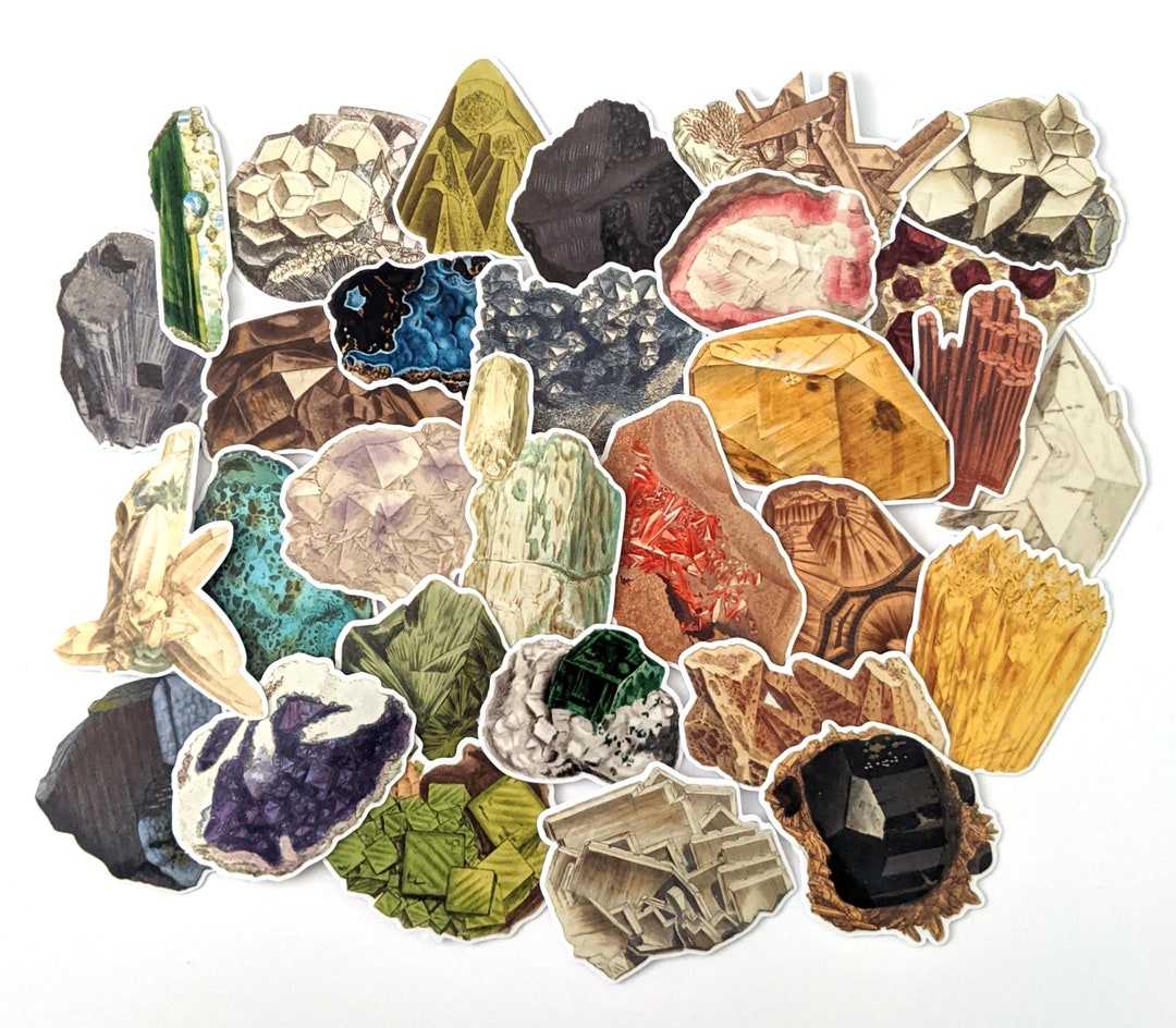 Vintage Mineral Crystal Stickers Pack 30 Stickers Laptop Stickers Rock ...