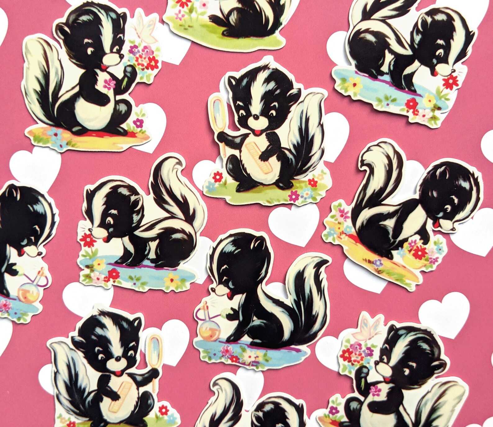 Vintage Skunks Sticker Pack Cute Skunks Kitsch Skunks - Etsy