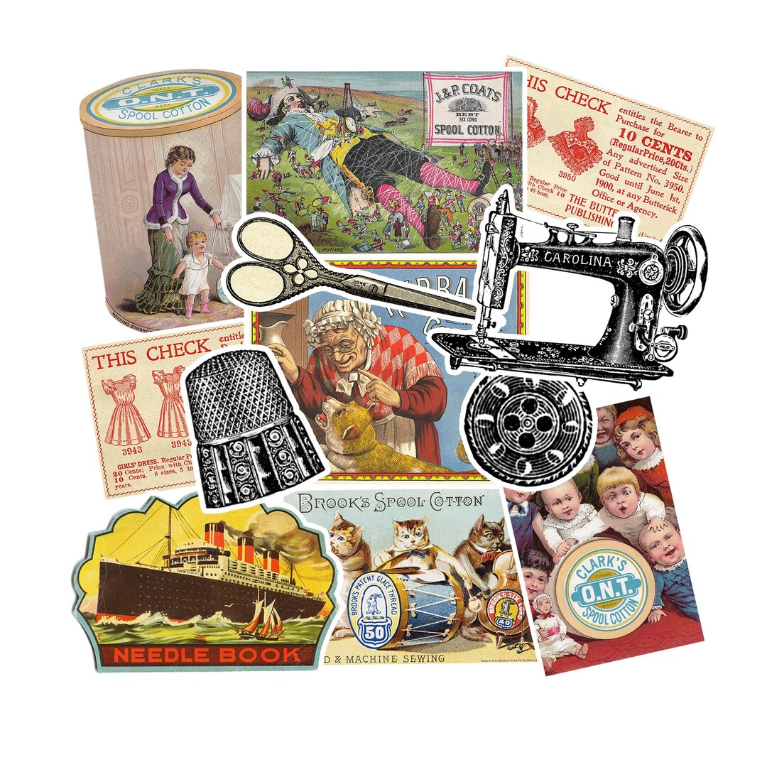 Vintage Sewing Stickers Pack. 18 Die Cut Stickers. Ephemera - Etsy