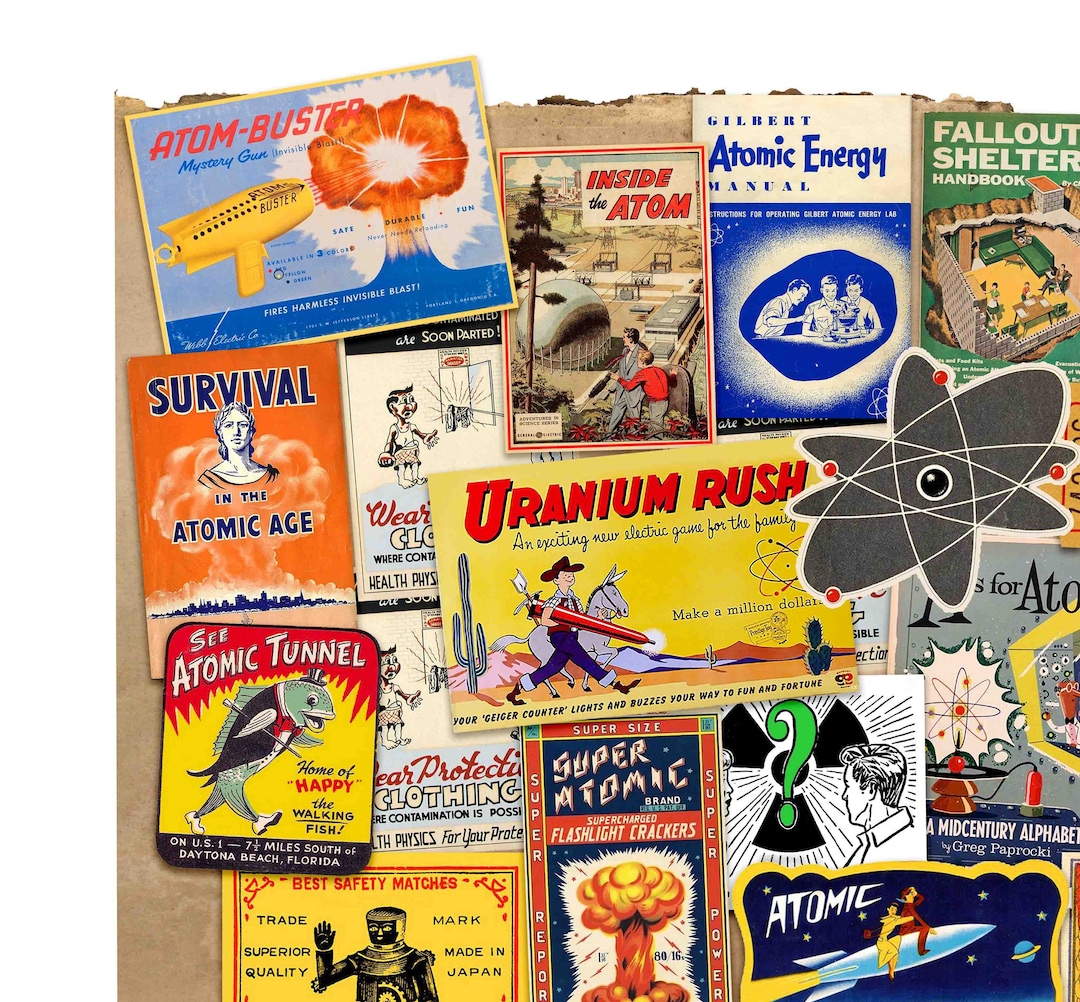 Vintage Fallout Style Sticker Pack Atomic Era Retro Ephemera Stickers Mid Century History Lovers ...