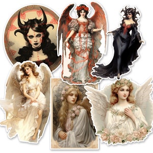 Angel and Demon Sticker Pack. Vintage Stickers, Laptop Stickers, Junk ...