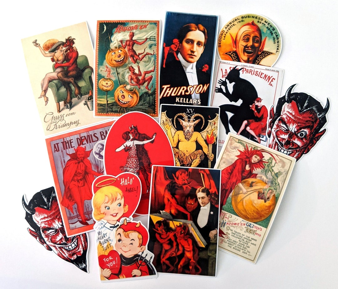 Vintage Devil Imp Sticker Pack Vintage Halloween Stickers Art Stickers ...