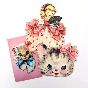 Vintage Pink Stickers Pack. Handmade Cute Kitsch Journal Stickers. Cat ...