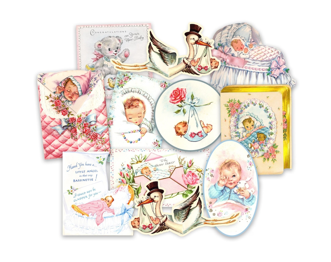 Vintage Baby Sticker Pack Newborn Gifts Baby Shower Kitsch Stickers ...