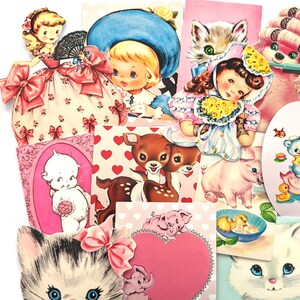 Vintage Pink Stickers Pack. Handmade Cute Kitsch Journal Stickers. Cat ...