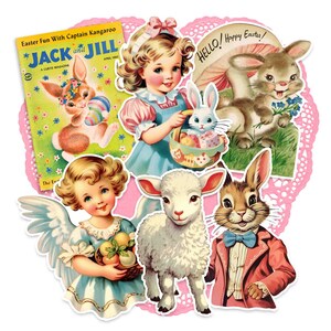 Cute Vintage Easter Sticker Pack Retro 1950's Style Kitsch Stickers ...
