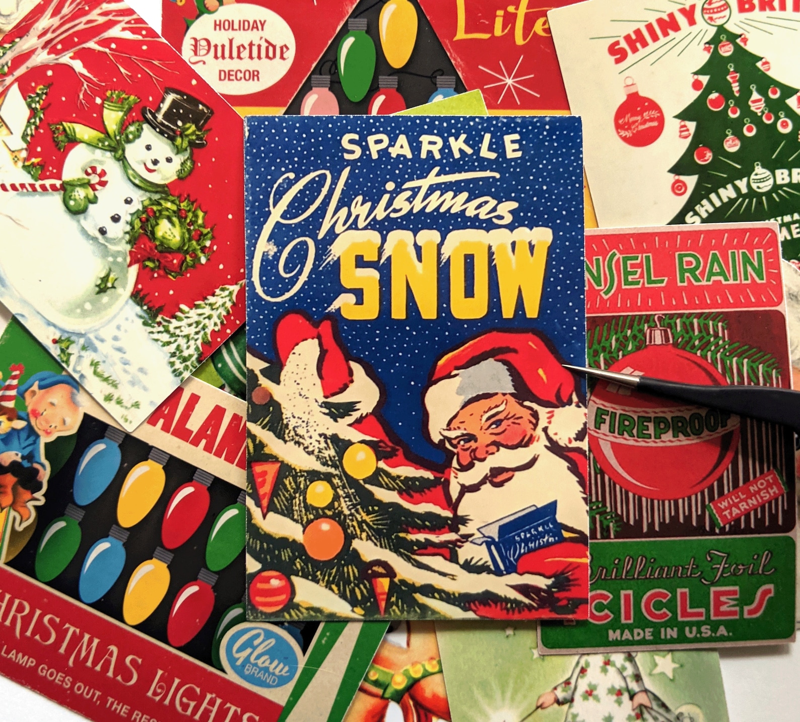 Retro Christmas Stickers. Mid Century Christmas Card Making - Etsy