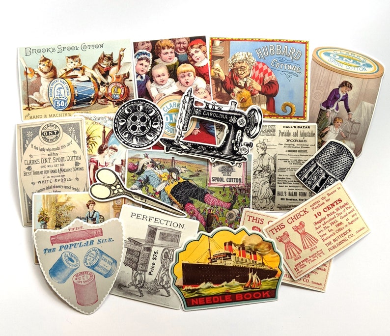 Vintage Sewing Stickers Pack. 18 Die Cut Stickers. Ephemera - Etsy