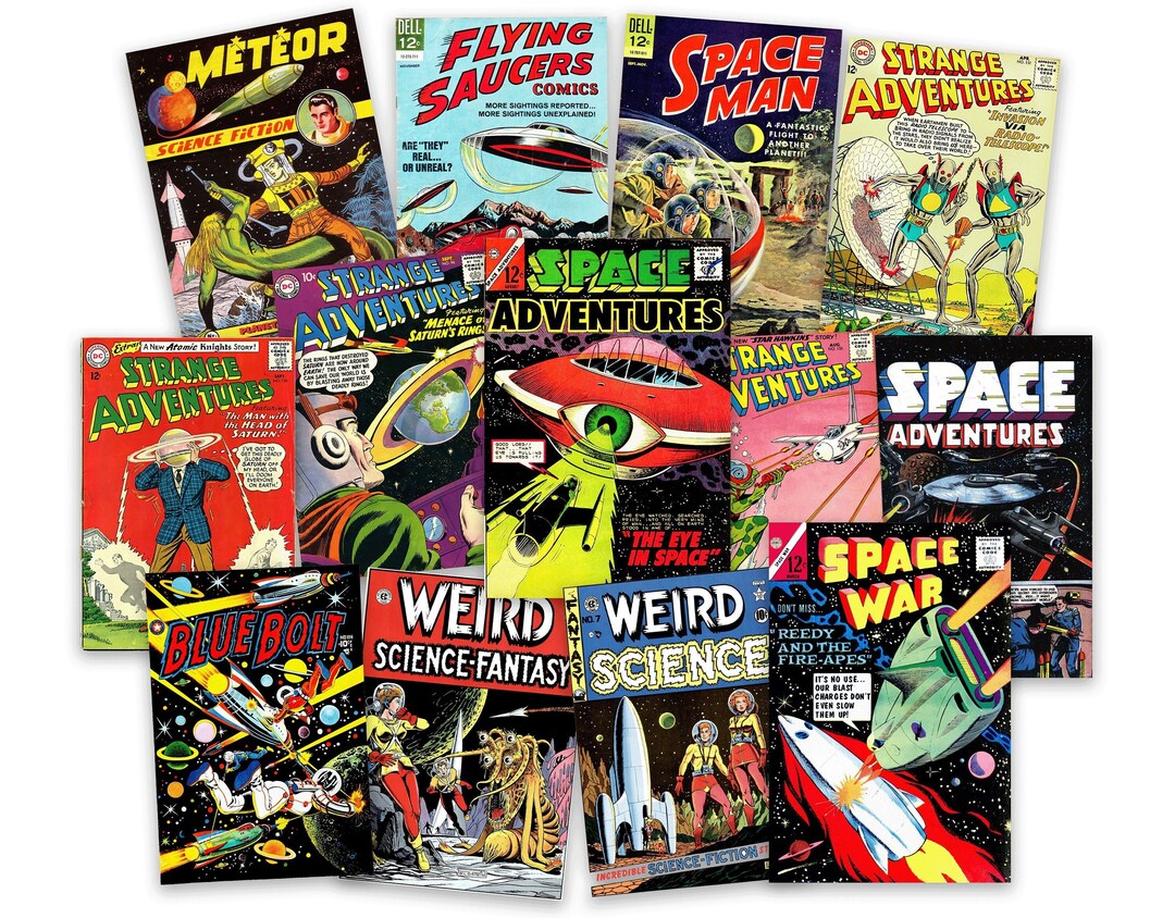 Retro Space Alien UFO Sticker Pack. Sci Fi Lovers, Vintage Stickers ...