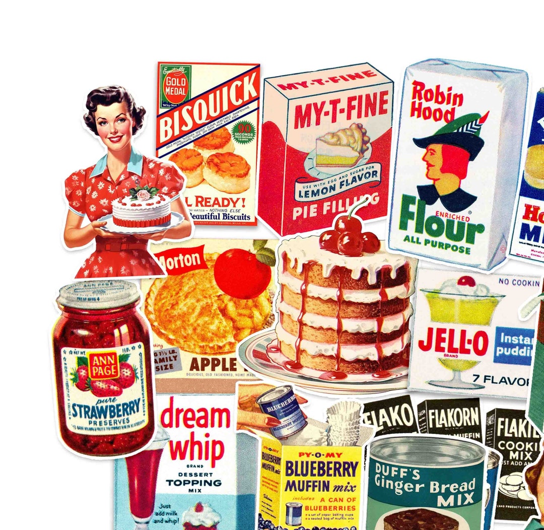 Retro Baking Sticker Pack Vintage Stickers Ephemera Junk Journal ...