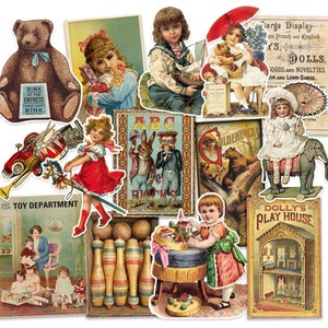 Antique Toy Sticker Pack Victorian Stickers Vintage Ephemera Handmade ...
