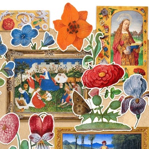 Medieval Garden Sticker Pack Renaissance Art History Lovers Floral Junk ...