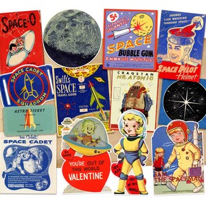 Retro Space Sticker Pack Outer Space Lovers Vintage Stickers Mid ...