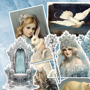 Vintage Snow Queen Sticker Pack. Victorian Ice Queen, Vintage Winter ...