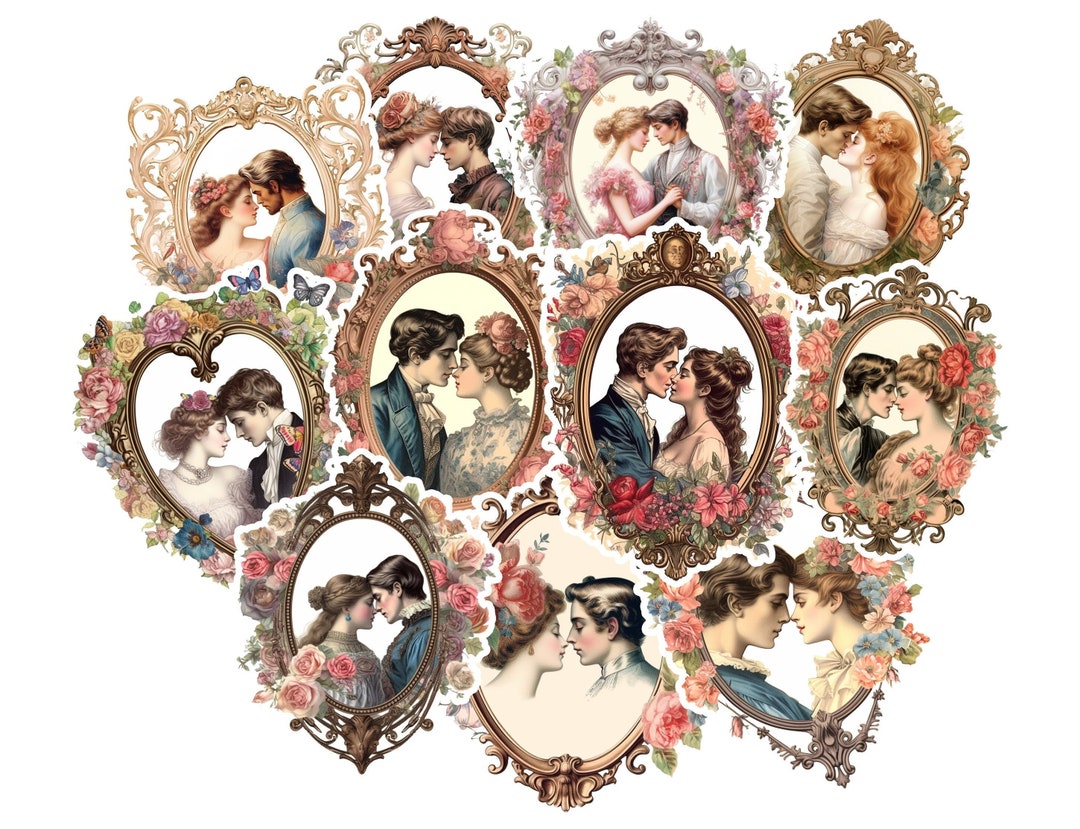 Vintage Love and Romance Sticker Pack. Victorian Stickers, Sticker Pack ...