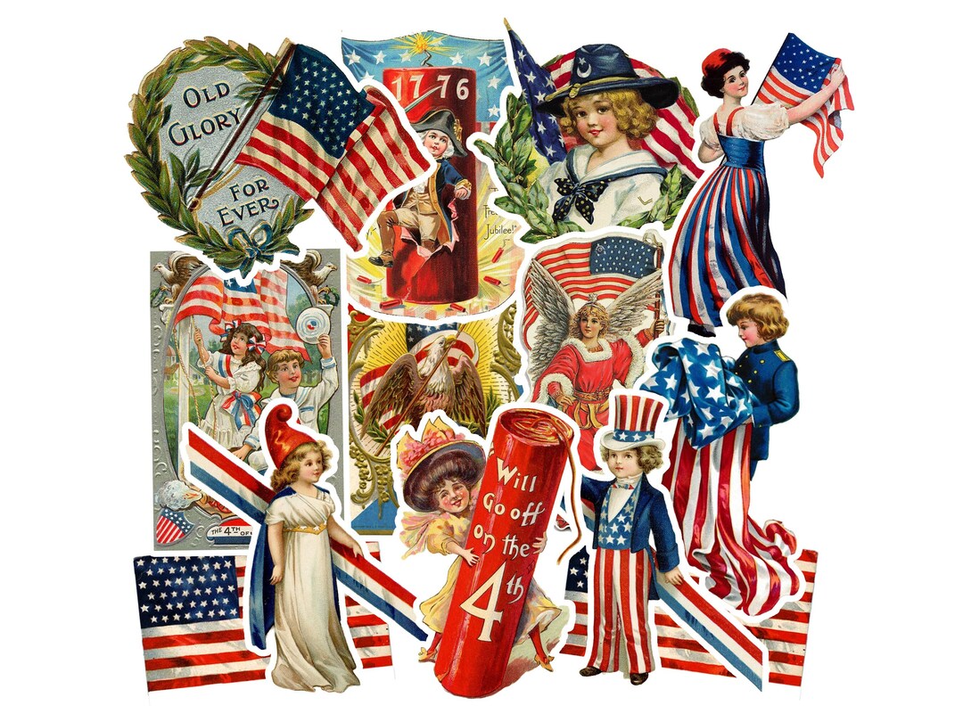 Vintage 4th of July Stickers. 13 Die Cut Stickers. Patriotic - Etsy