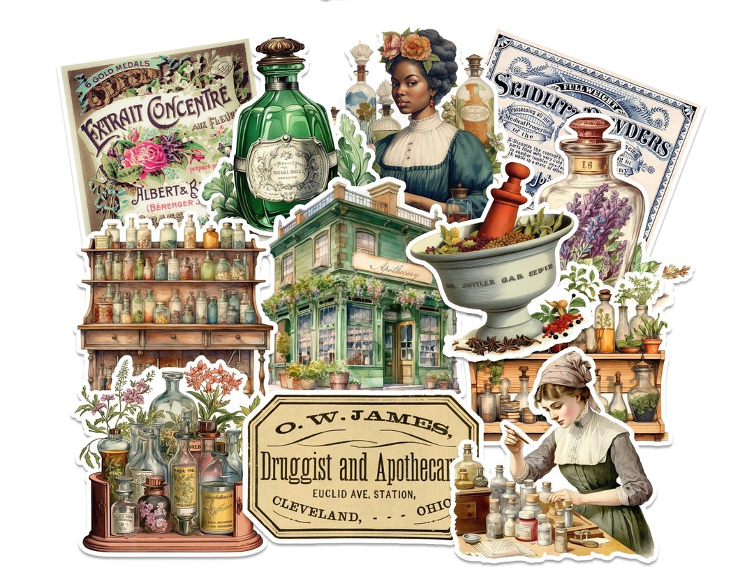 Victorian Apothecary Sticker Pack. Set 1. Stickers for Journaling ...