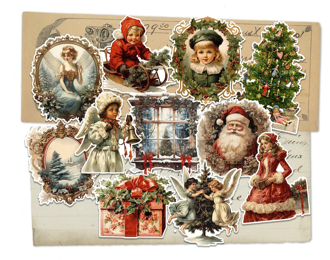 Victorian Christmas Stickers Pack. Junk Journal, Ephemera, Antique ...