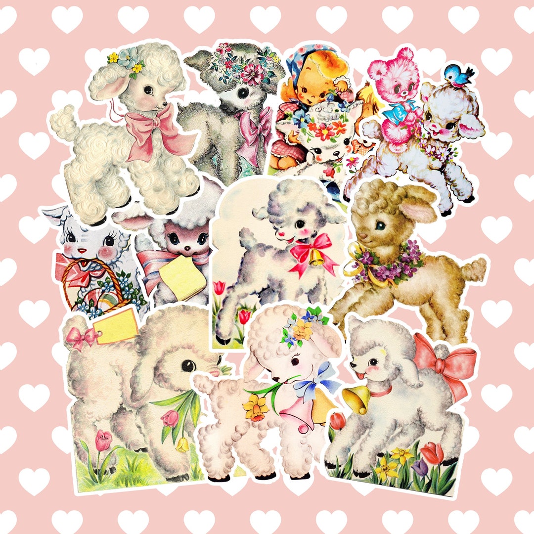 Vintage Lamb Stickers Pack Vintage Stickers Kitsch - Etsy